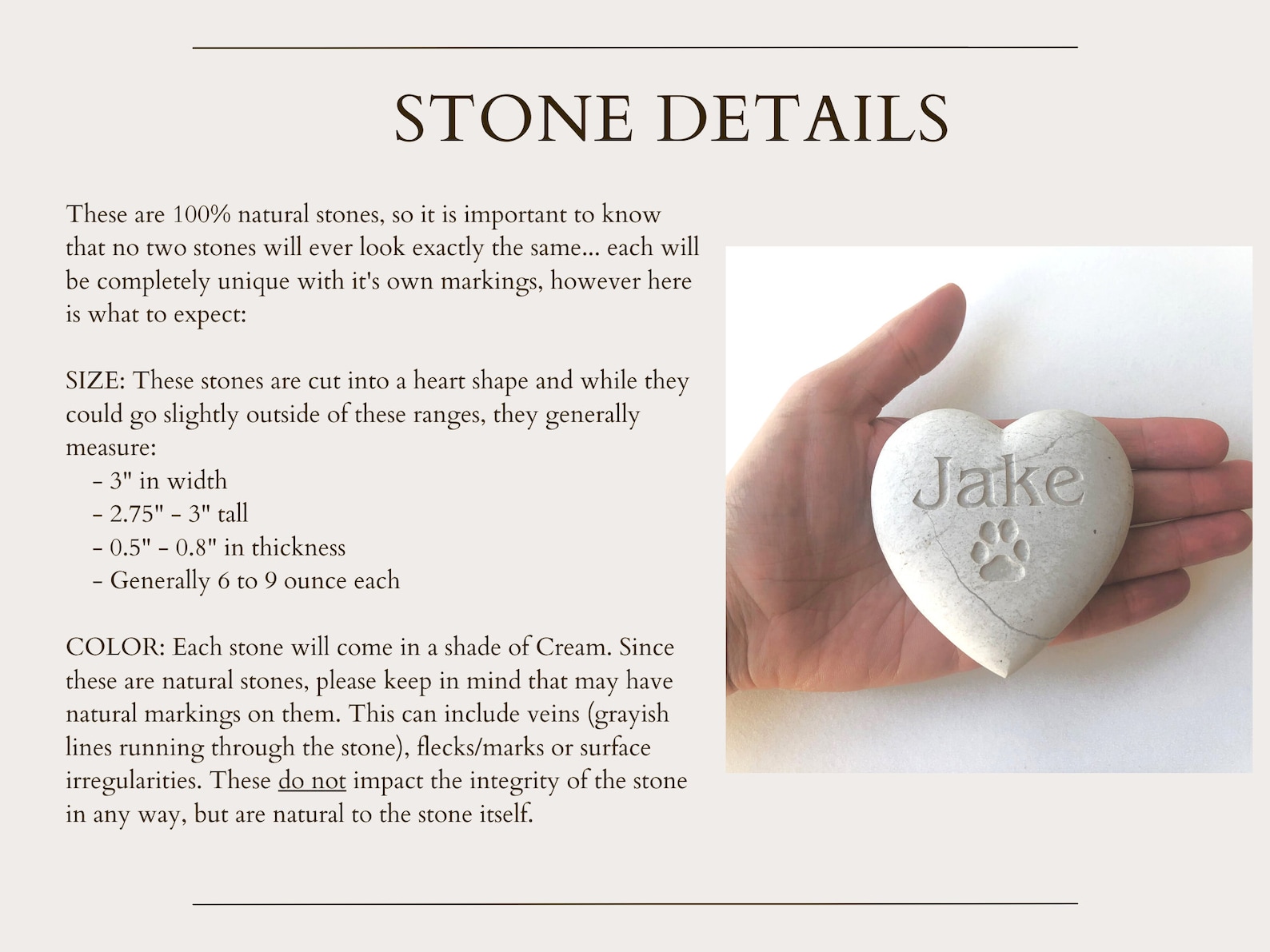 Pet Memorial Stone in Cream, Engraved Heart Rock With Your Pets Name - Etsy