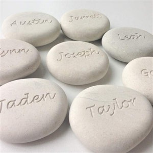 Name Stones in White/cream, Great Family Gifts. Custom Engraved Rocks ...