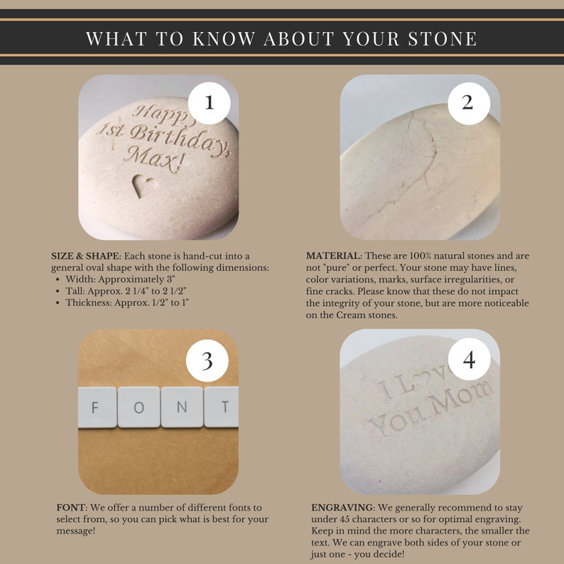 Custom Engraved Cream-white Stone With YOUR Message - Etsy
