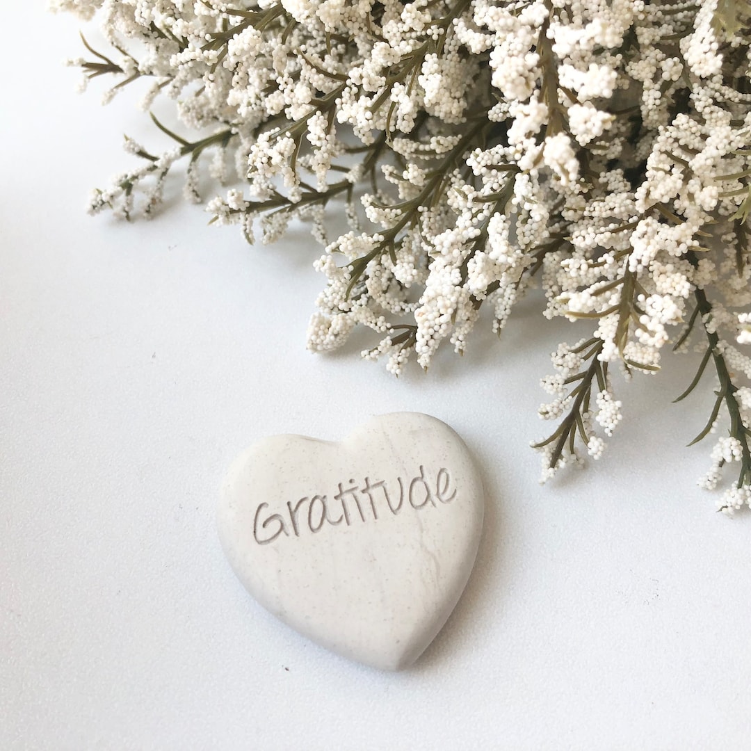 Gratitude Rock, Heart Shaped Worry Stone for Inspiration and Support in ...
