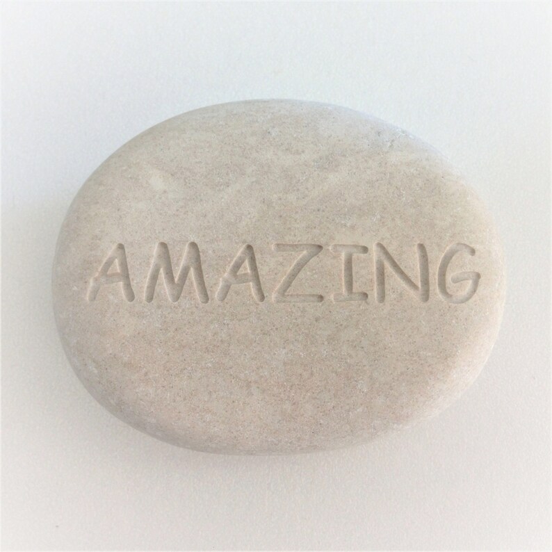 Custom Engraved Cream-white Stone With YOUR Message - Etsy