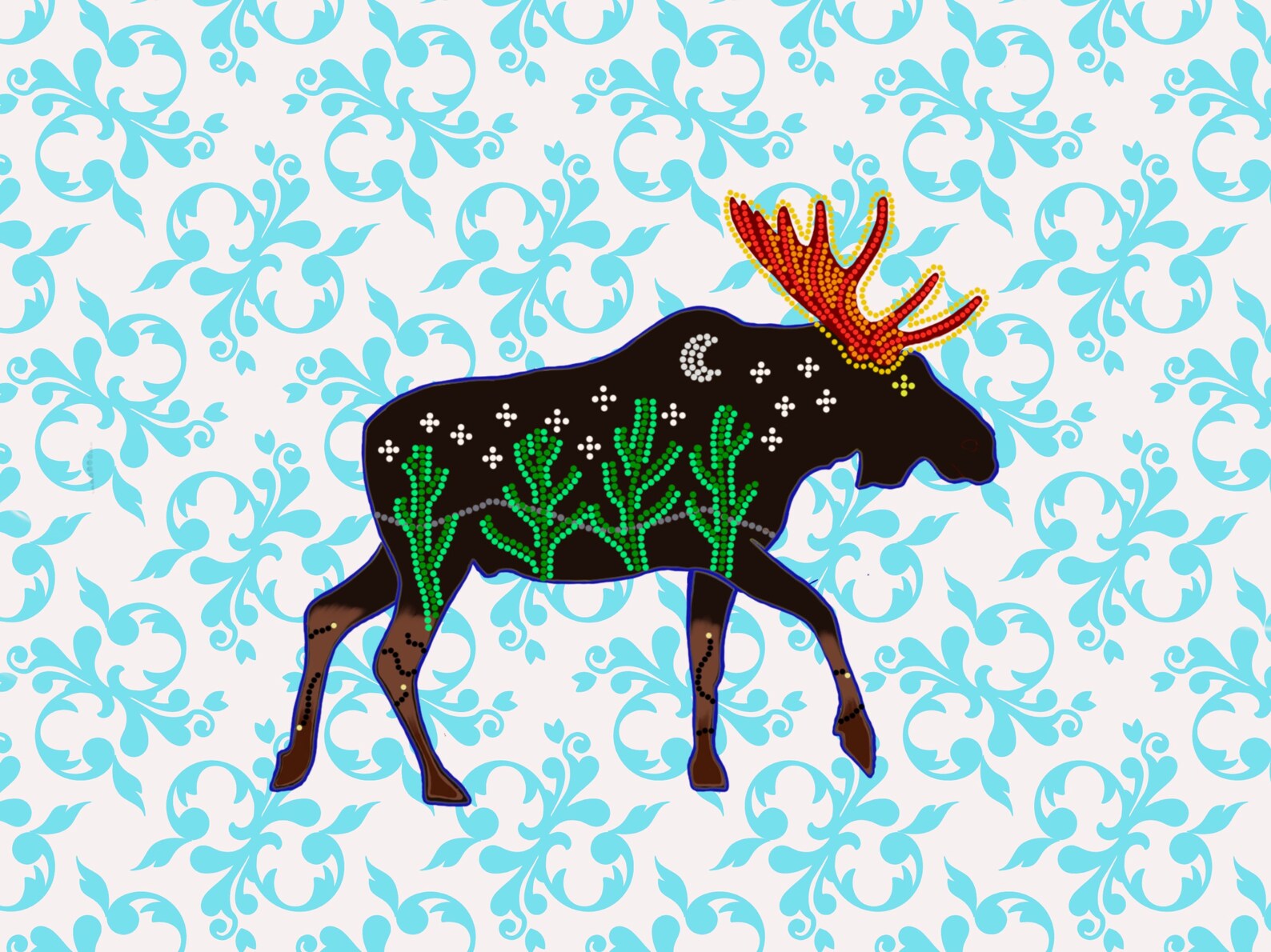 Moose - Metis Beadwork-inspired Art Print Indigenous Animal Canada - Etsy