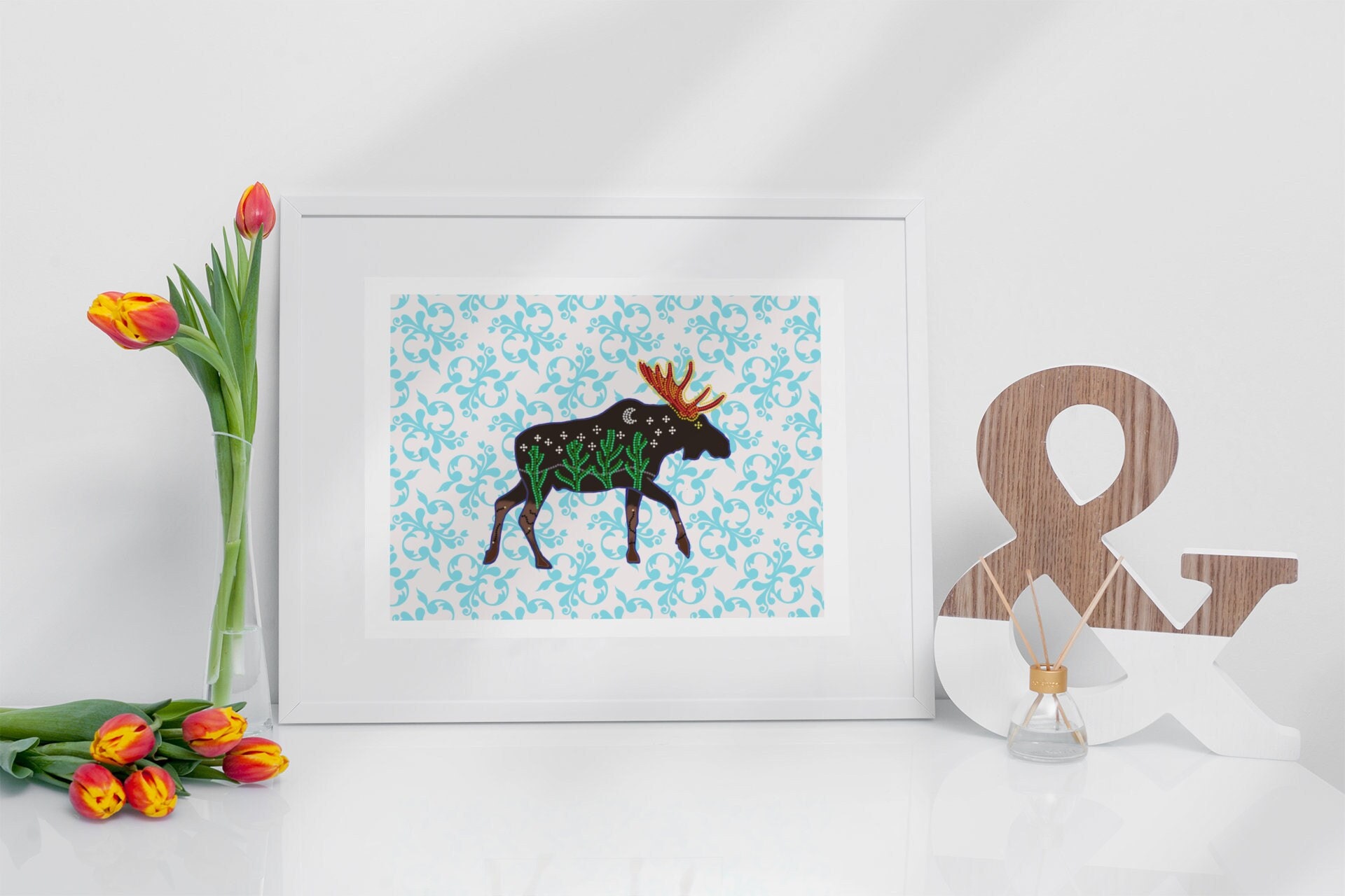 Moose - Metis Beadwork-inspired Art Print Indigenous Animal Canada - Etsy