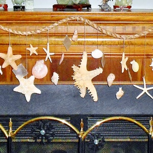 Large Starfish, Capri, Scallop, Seashells Hanging Rope Garland Mantle ...