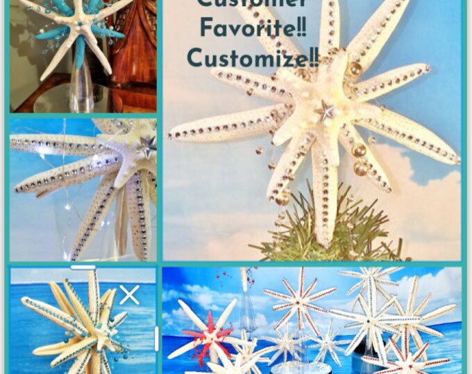 STARFISH Tree Topper, Beach Tree, Christmas Tree, Wedding FAIRY LIGHTS ...