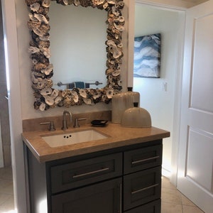 Large MIRROR OYSTER SEASHELL Coastal Beach Living Dining Room Hall Wall ...