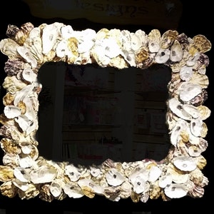Large MIRROR OYSTER SEASHELL Coastal Beach Living Dining Room Hall Wall ...