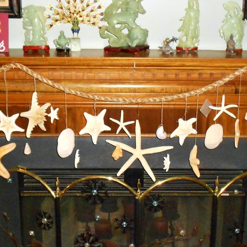 Large Starfish Capri Scallop Seashells Hanging Rope Garland - Etsy
