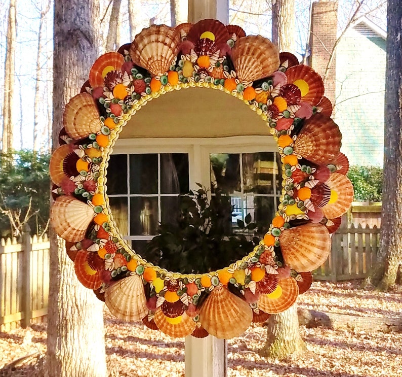 Large MIRROR SCALLOP Seashell BEACH Decorative Coastal Living | Etsy