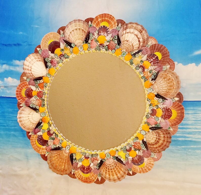Large MIRROR SCALLOP Seashell BEACH Decorative Coastal Living | Etsy