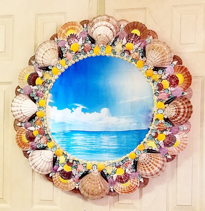 Large MIRROR SCALLOP Seashell BEACH Decorative Coastal Living | Etsy