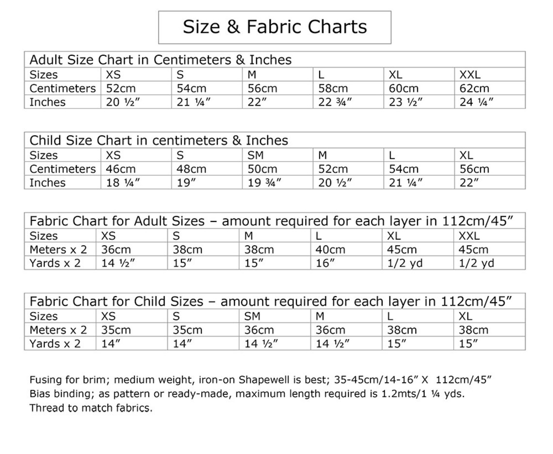 Sun Hat Pdf Sewing Pattern for Adults and Kids Sizes, Reversible Fabric ...