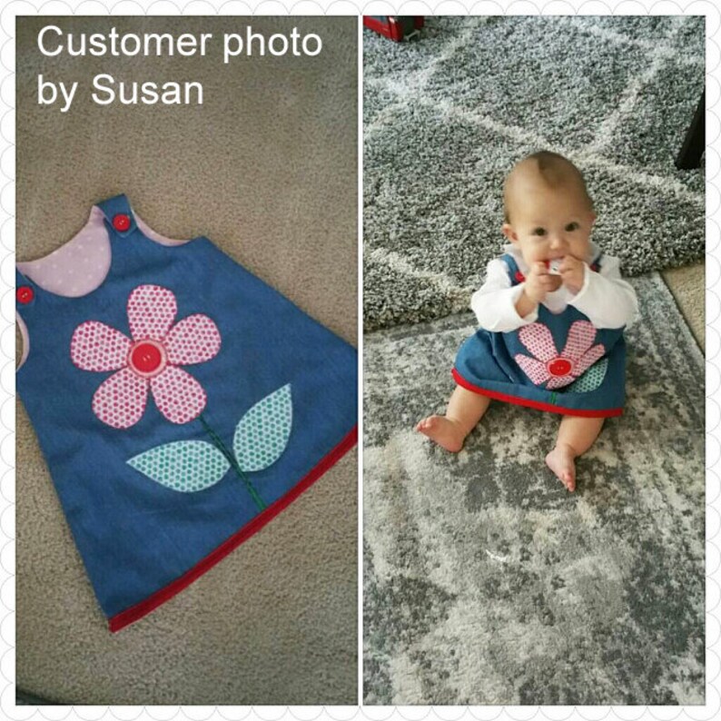 Girls reversible jumper dress pdf sewing pattern Petal | Etsy