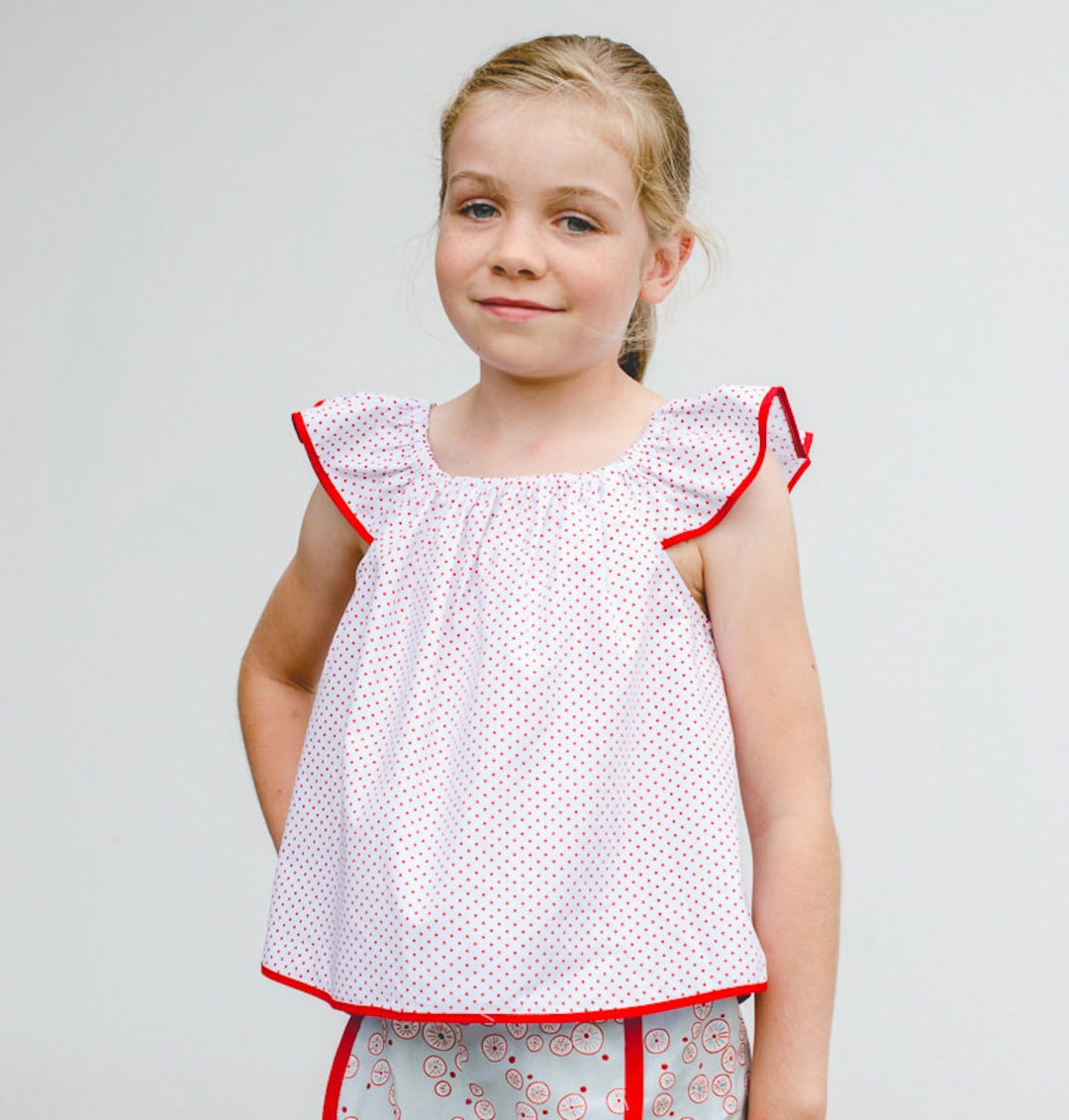Flutter Sleeve Sewing Pattern, Tilly Top & Dress Girl's Flutter Top ...
