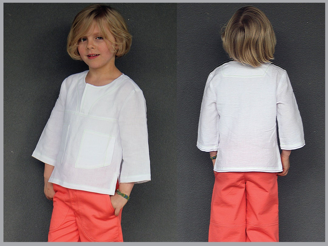 Kid's Casual Shirt Pdf Sewing Pattern Kieran Shirt Childrens Shirt Size ...