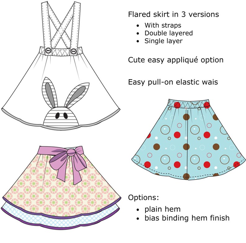 Flared skirt pdf sewing pattern for girls Topsy Twirly Skirt | Etsy