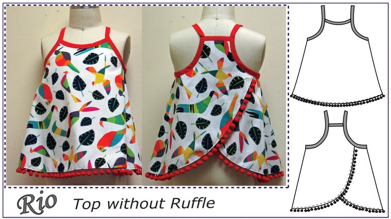 Girl's wrap-back top pdf sewing pattern Rio Top and Dress | Etsy