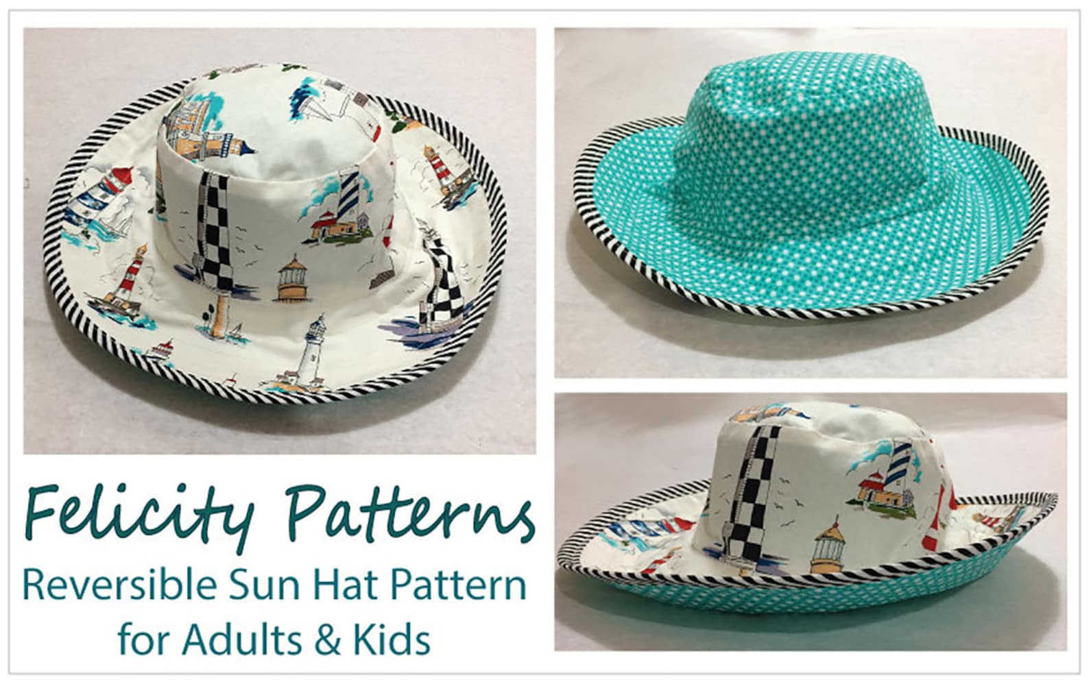 Sun Hat Pdf Sewing Pattern for Adults and Kids Sizes, Reversible Fabric ...