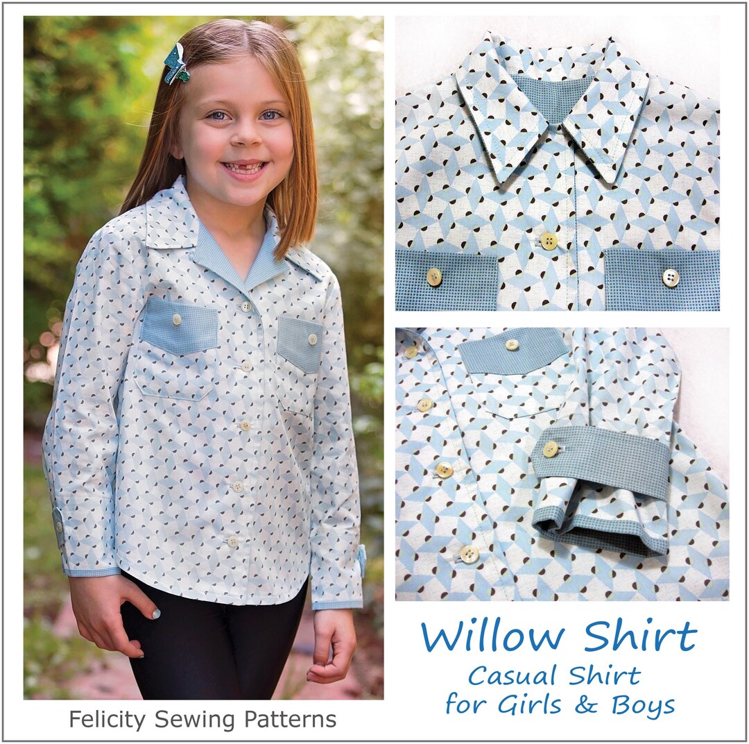 Shirt Sewing Pattern for Boys & Girls WILLOW SHIRT Pdf Sewing Pattern ...