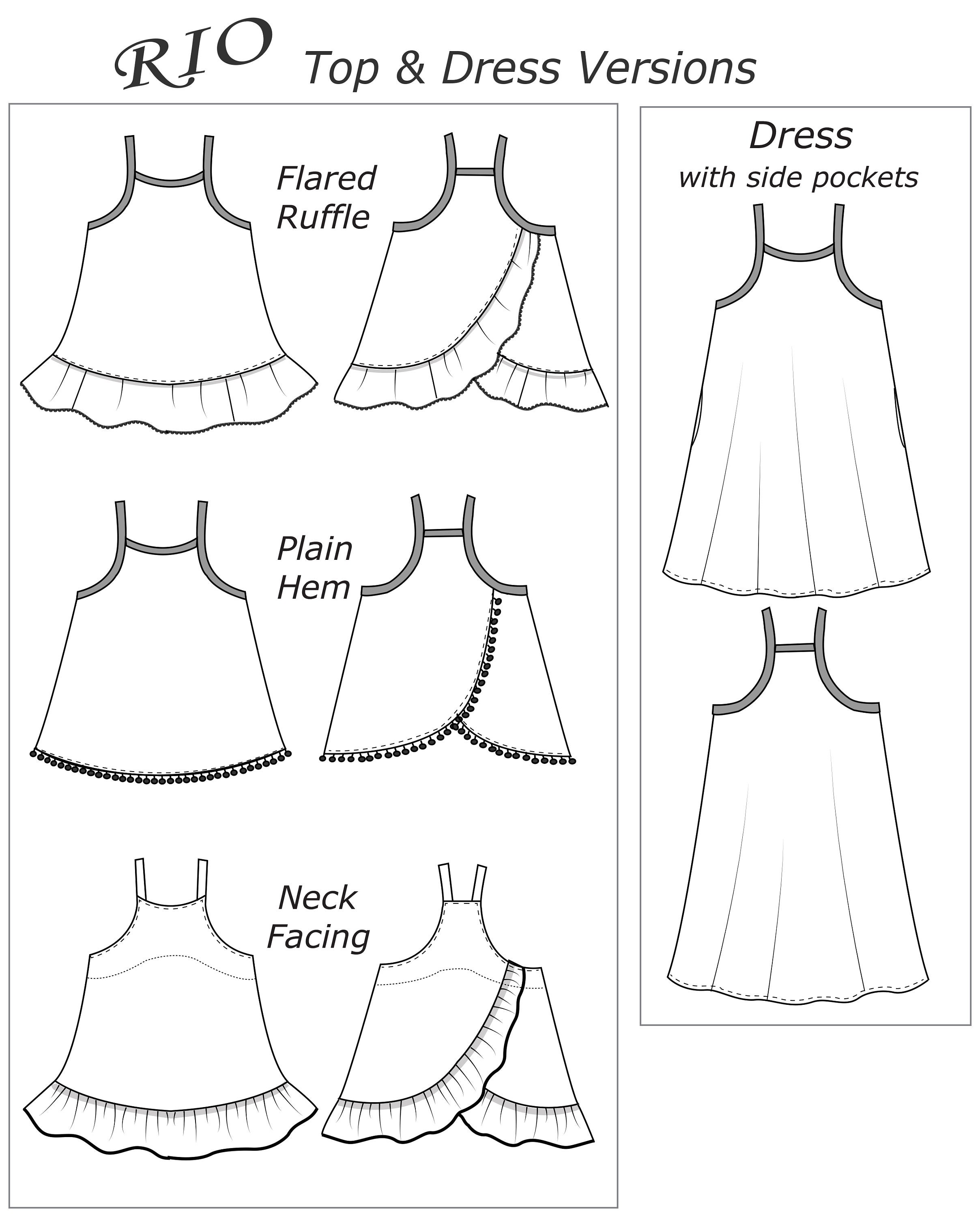 Girl's Wrap-back Top Pdf Sewing Pattern Rio Top and Dress Sizes 4 to 14 ...