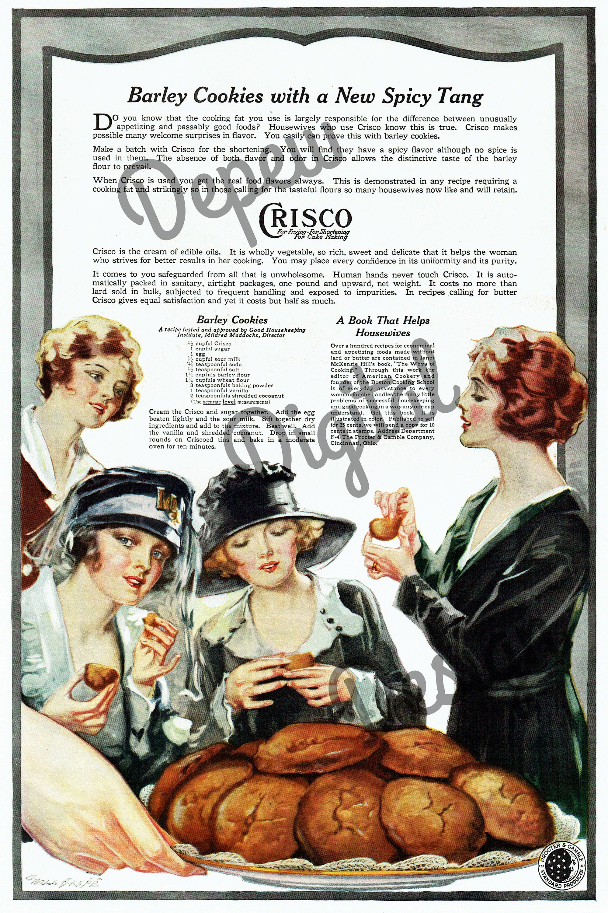 Digital Large Vintage Antique 1910s Crisco Baking Magazine Ad Print at ...