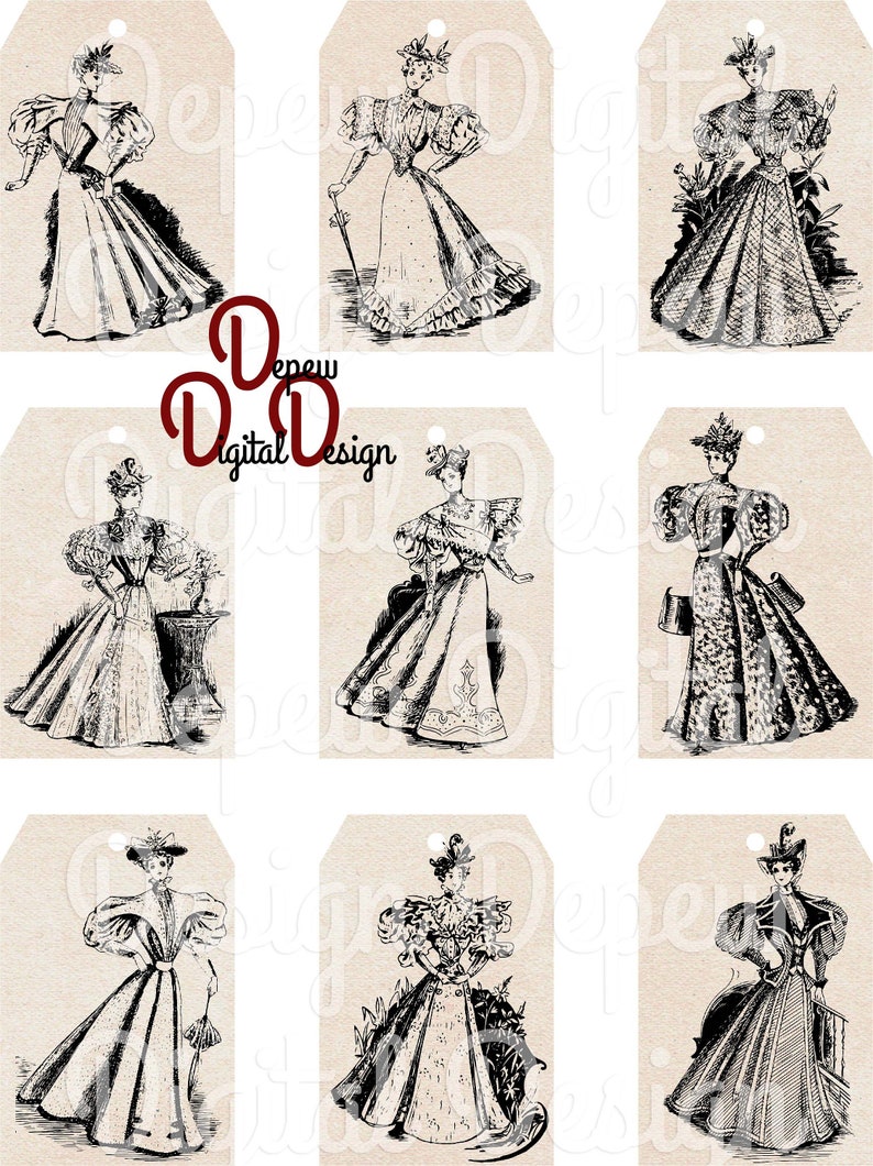 Digital Vintage Antique Victorian Women Tags Print at Home - Etsy
