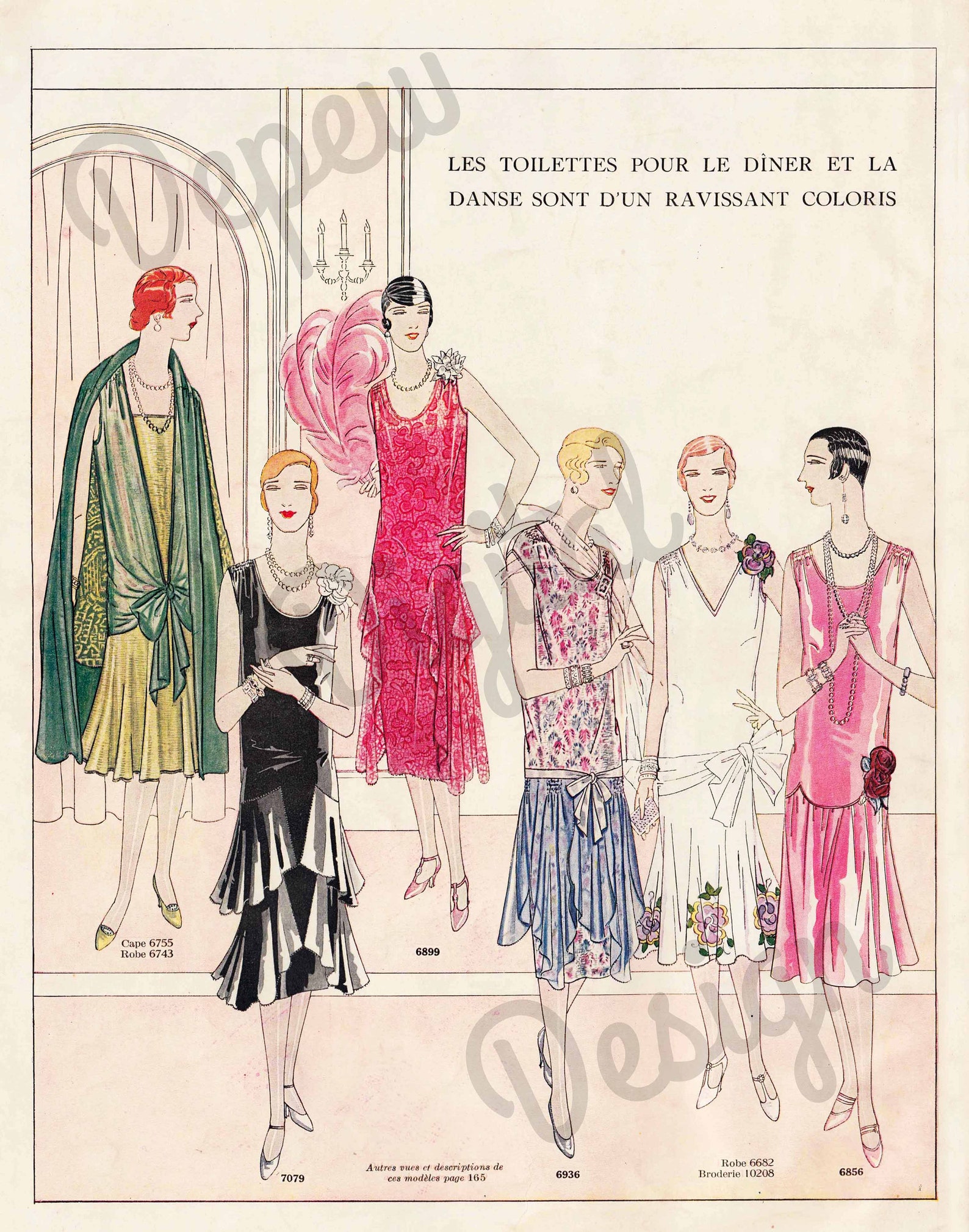 Digital Large Vintage 1920s French Fashion Print Sewing Pattern ...