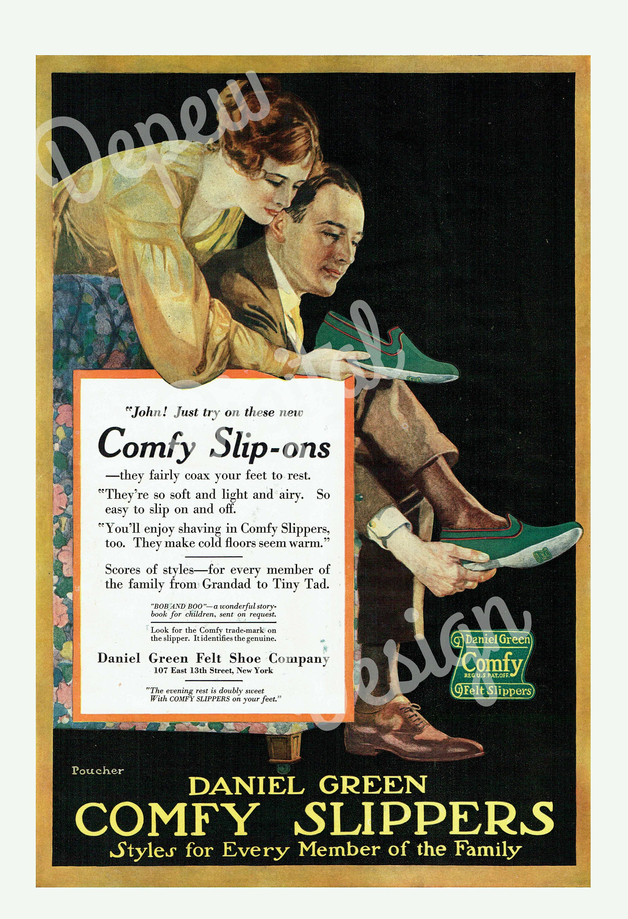 Digital Large Vintage Antique 1910s Slippers Magazine Ad 2 Versions ...