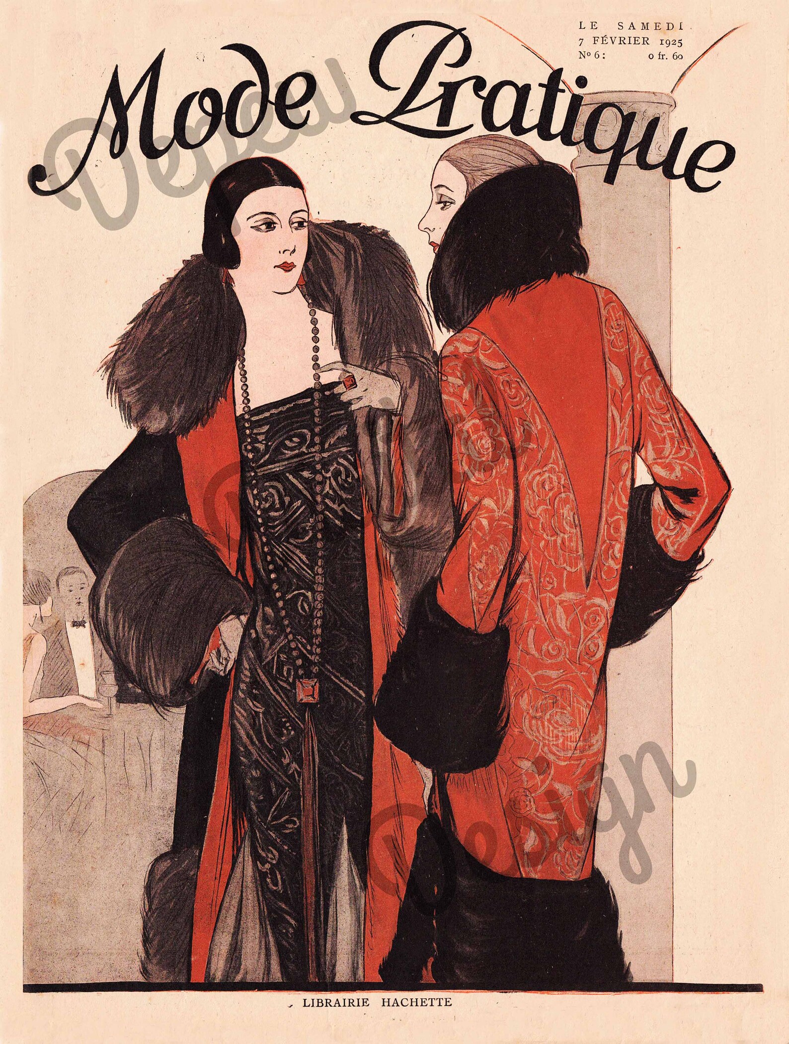 Digital Vintage 1920s Fashion Print French Magazine Mode Pratique Cover ...