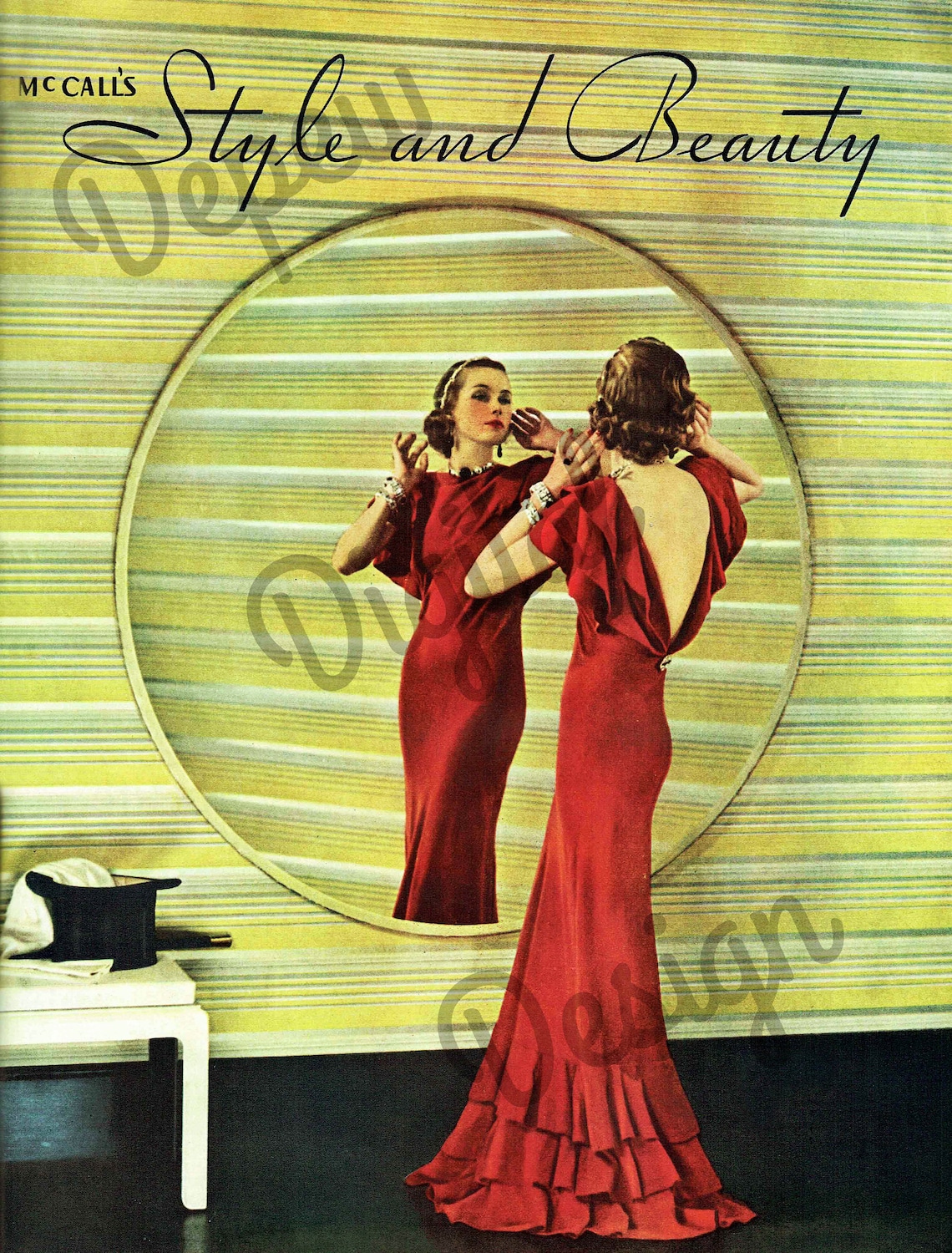 Digital Large Vintage 1930s Style and Beauty Portrait Magazine Ad Print ...