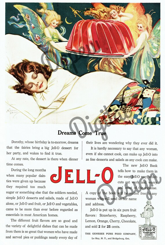 Digital Large Vintage Antique 1910s Jello Magazine Ad Print | Etsy