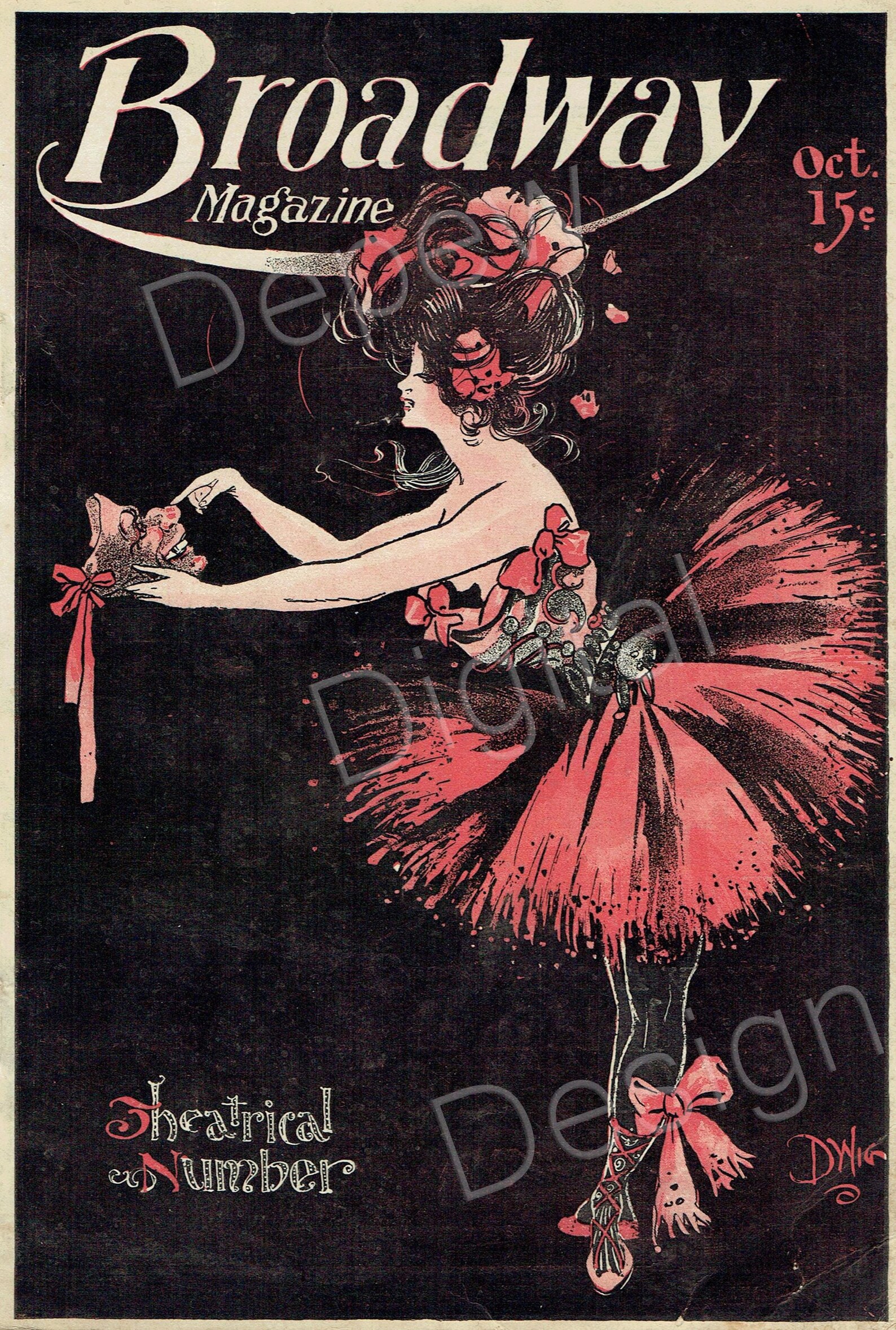 Digital Vintage 1900s Woman Ballet Dancer Costume Print Broadway ...