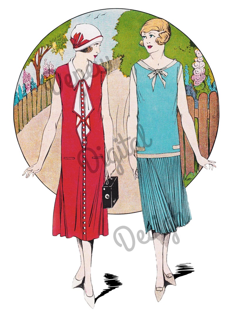 Digital Large Vintage 1920s French Flapper Fashion Clip Art Print at ...