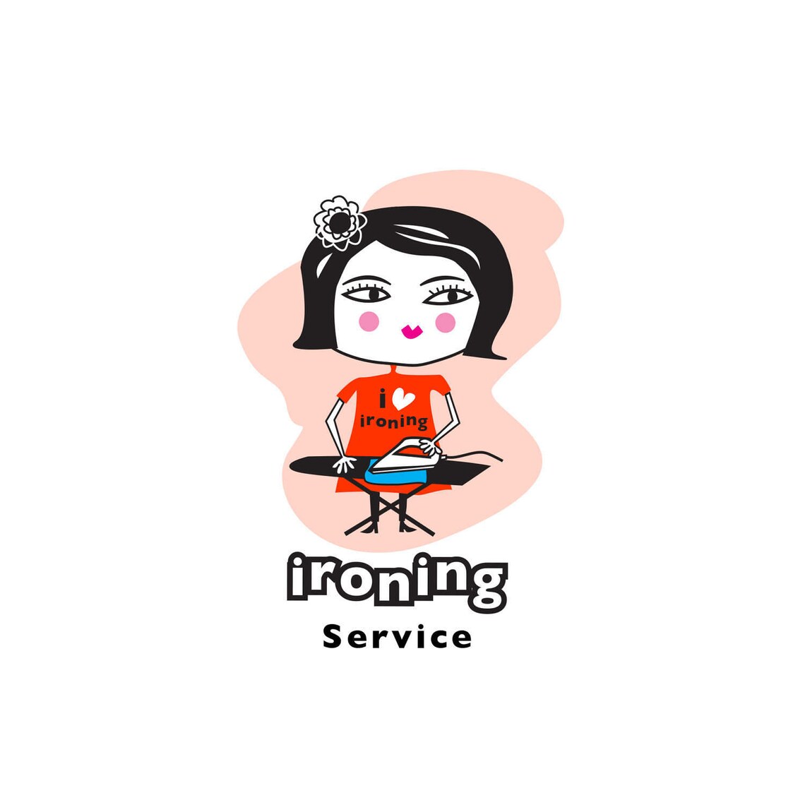 Ironing Logo, Ironing Lady Logo, Ironing Services Logo, Custom Logo ...