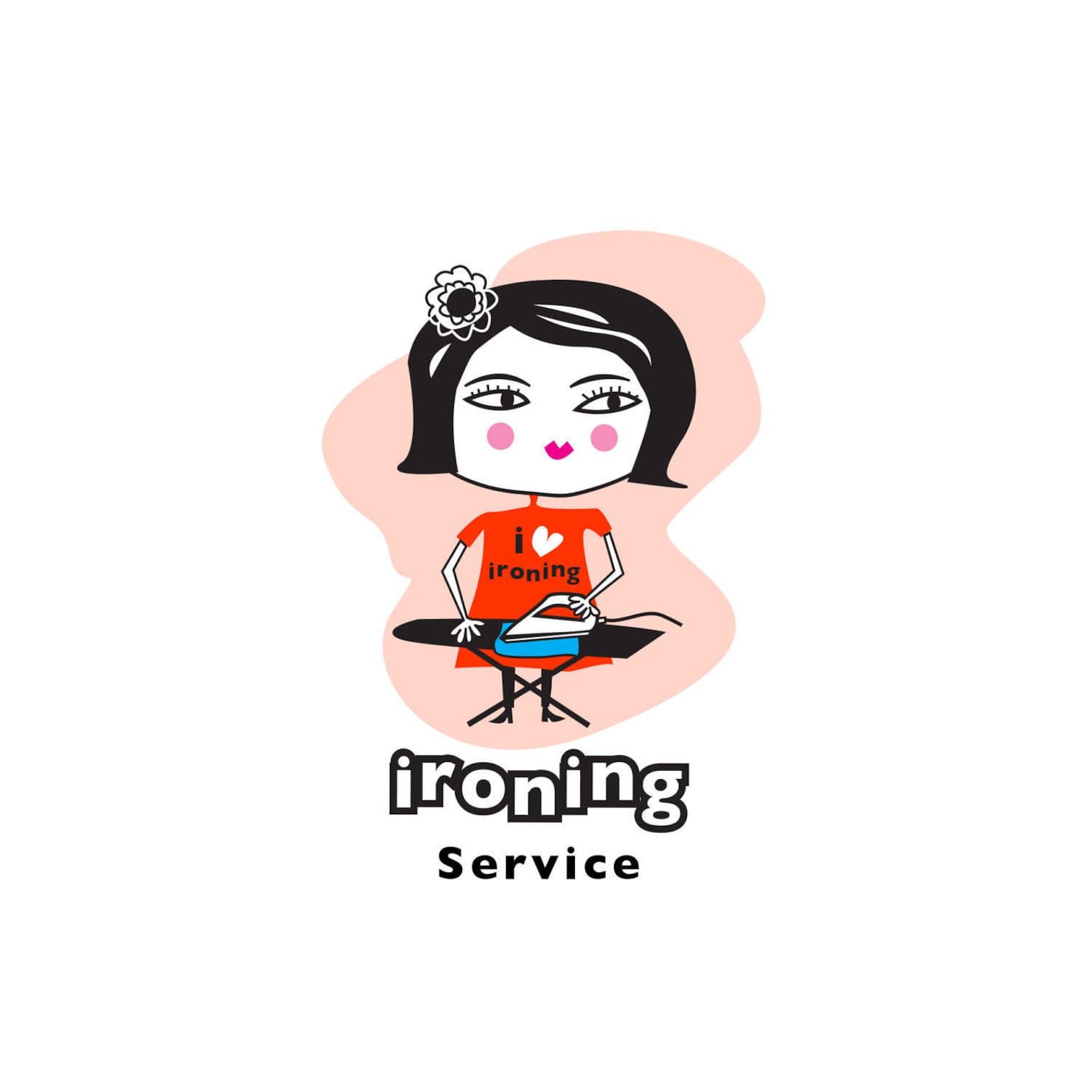Ironing Logo, Ironing Lady Logo, Ironing Services Logo, Custom Logo ...