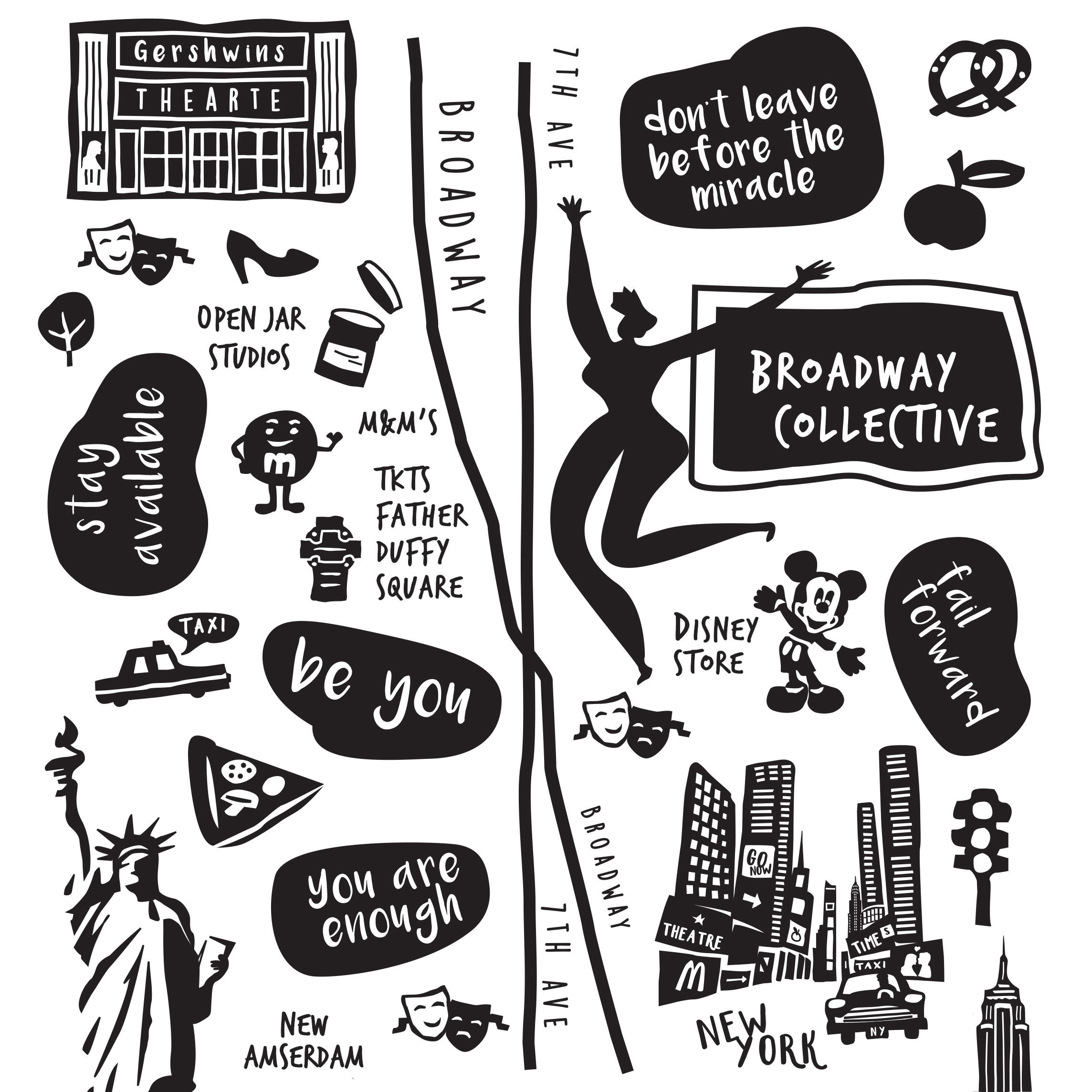 Map Illustration in Black and White Hand Drawn Style, Fun Map, Business ...