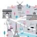 Illustrated Paris Map, Tourist Souvenir Map of Paris, Cute Map of Paris ...