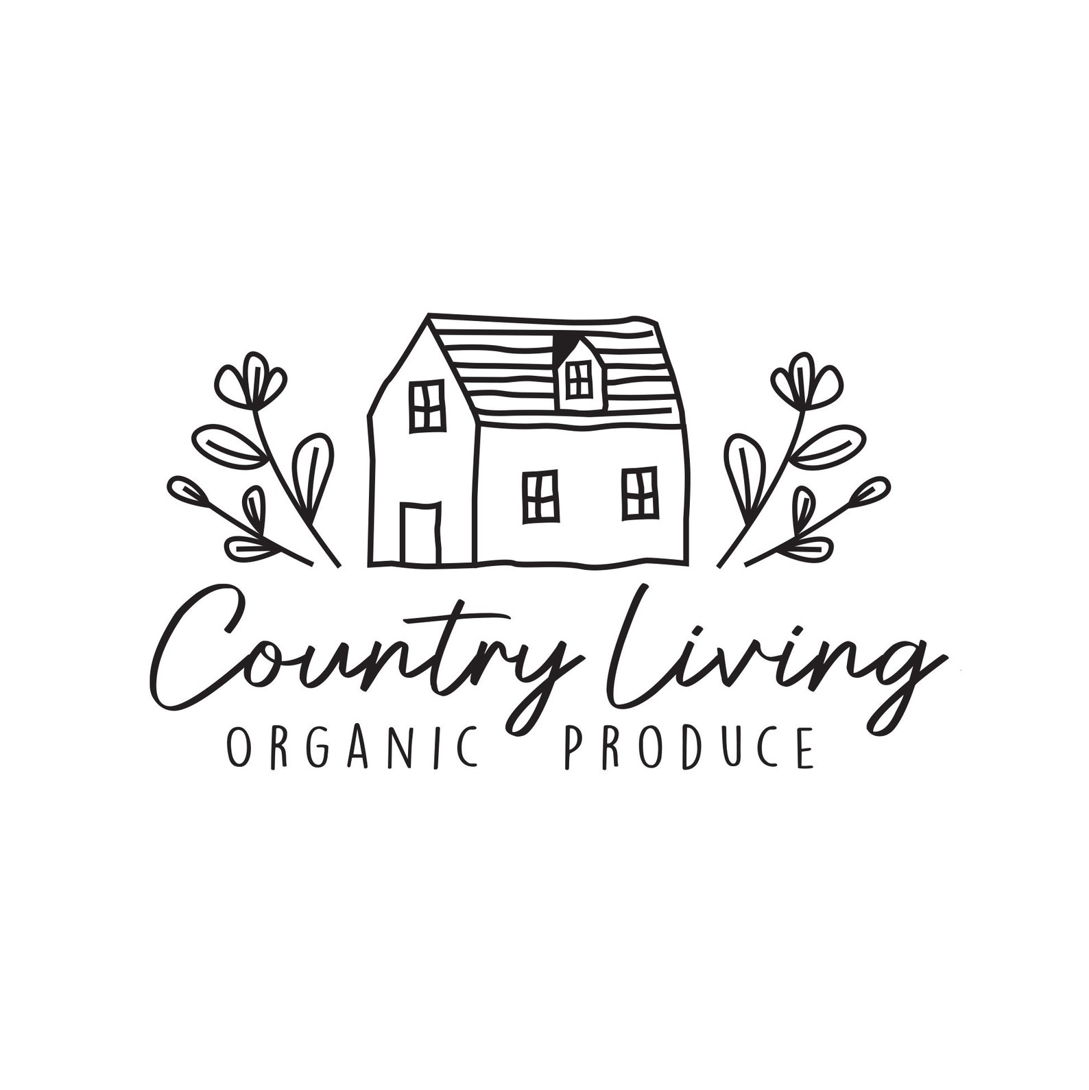 Country Life Logo, Cottage Logo, Farm Logo, Organic Produce Logo, Multi ...