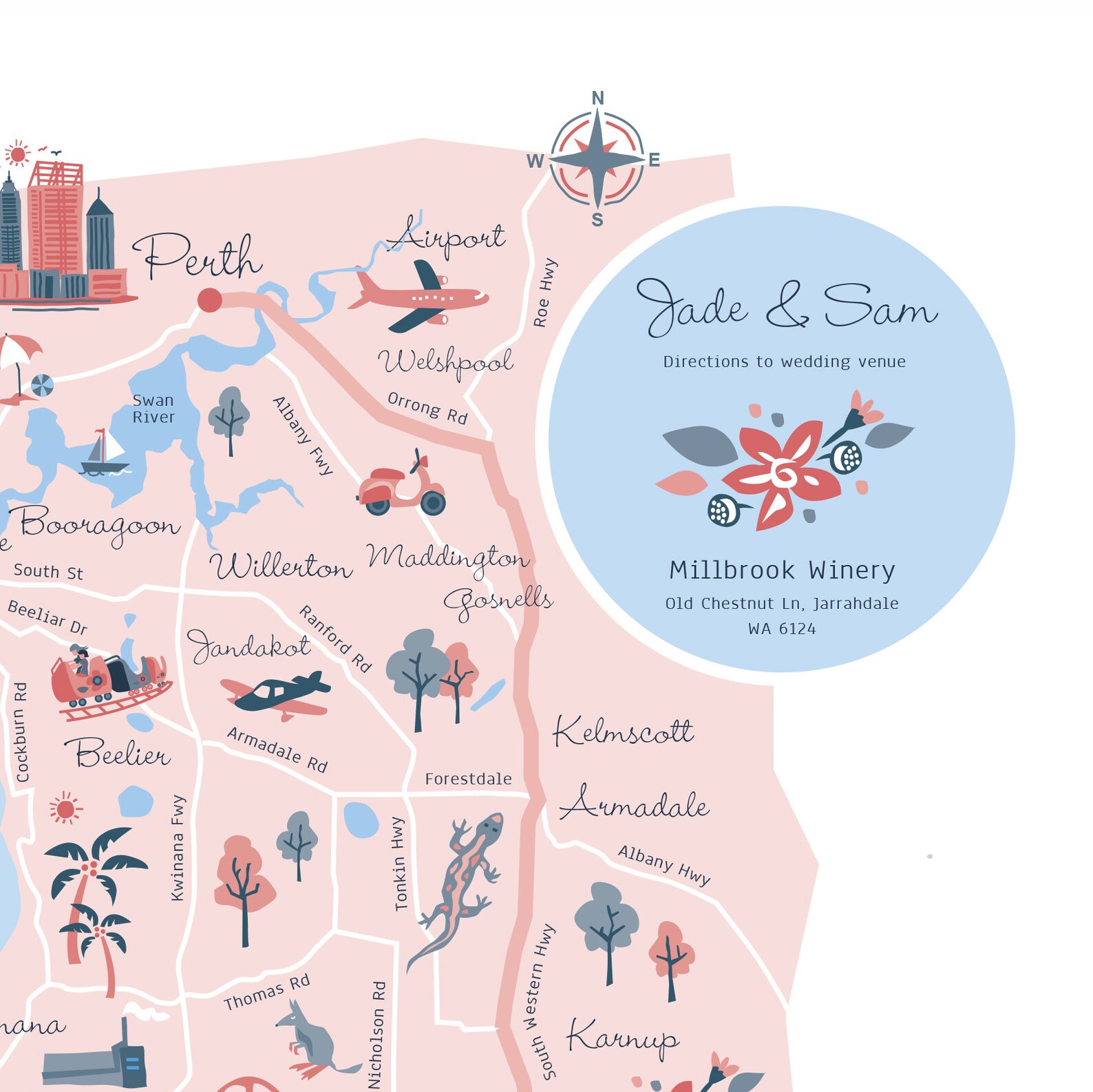 Wedding Map, Custom Hand Drawn Maps, Town Council Maps, Mementos ...