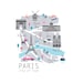 Illustrated Paris Map, Tourist Souvenir Map of Paris, Cute Map of Paris ...