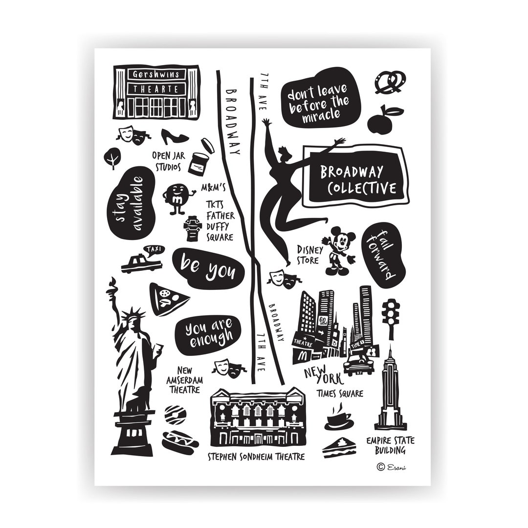 Map Illustration in Black and White Hand Drawn Style, Fun Map, Business ...