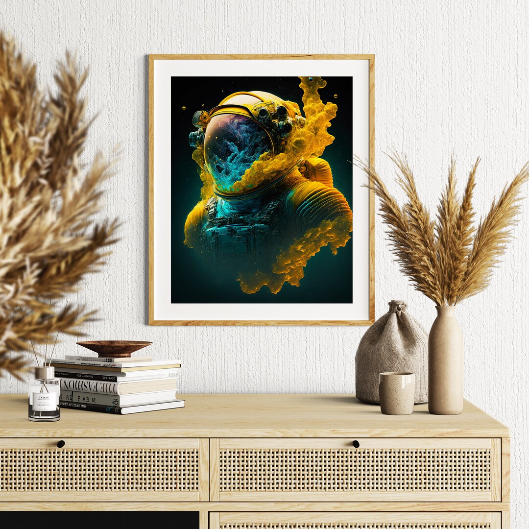 Astronaut Floating Through the Yellow Void #4 | Digital Art Print ...