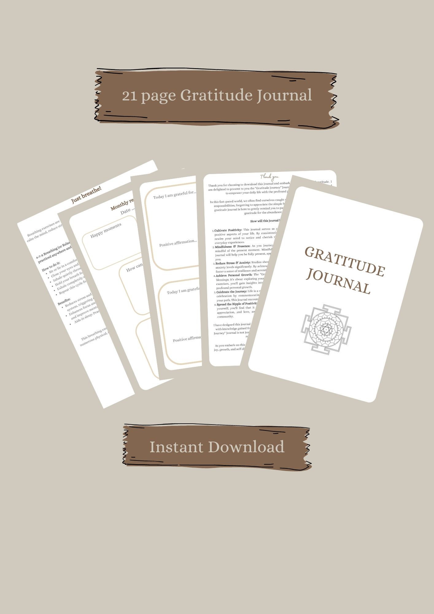 Gratitude Journal Printable Daily Monthly Gratitude - Etsy