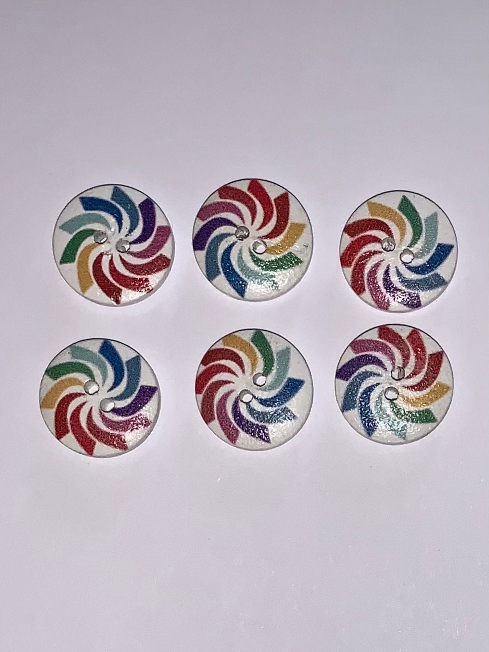 Pretty 18 Mm Rainbow Swirl Buttons Craft Buttons Pack of 6 - Etsy