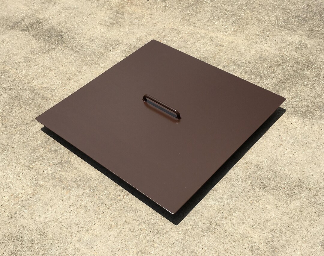 Square Fire Pit Lid With Single Handle Made of 1/2 Steel Rod on the Top ...