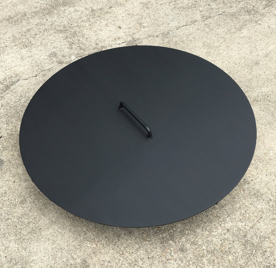 Round Fire Pit Lid With 1/2 Inch Round Rod Single Handle on Top for ...