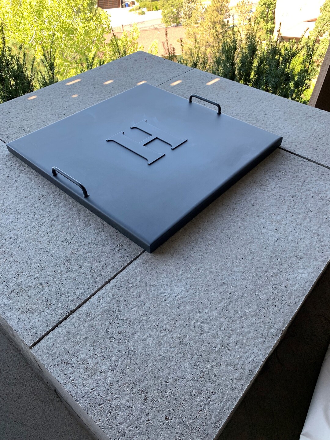 Bent Fire Pit Lid With 10 Letter and Two Sturdy Handles on Top for ...