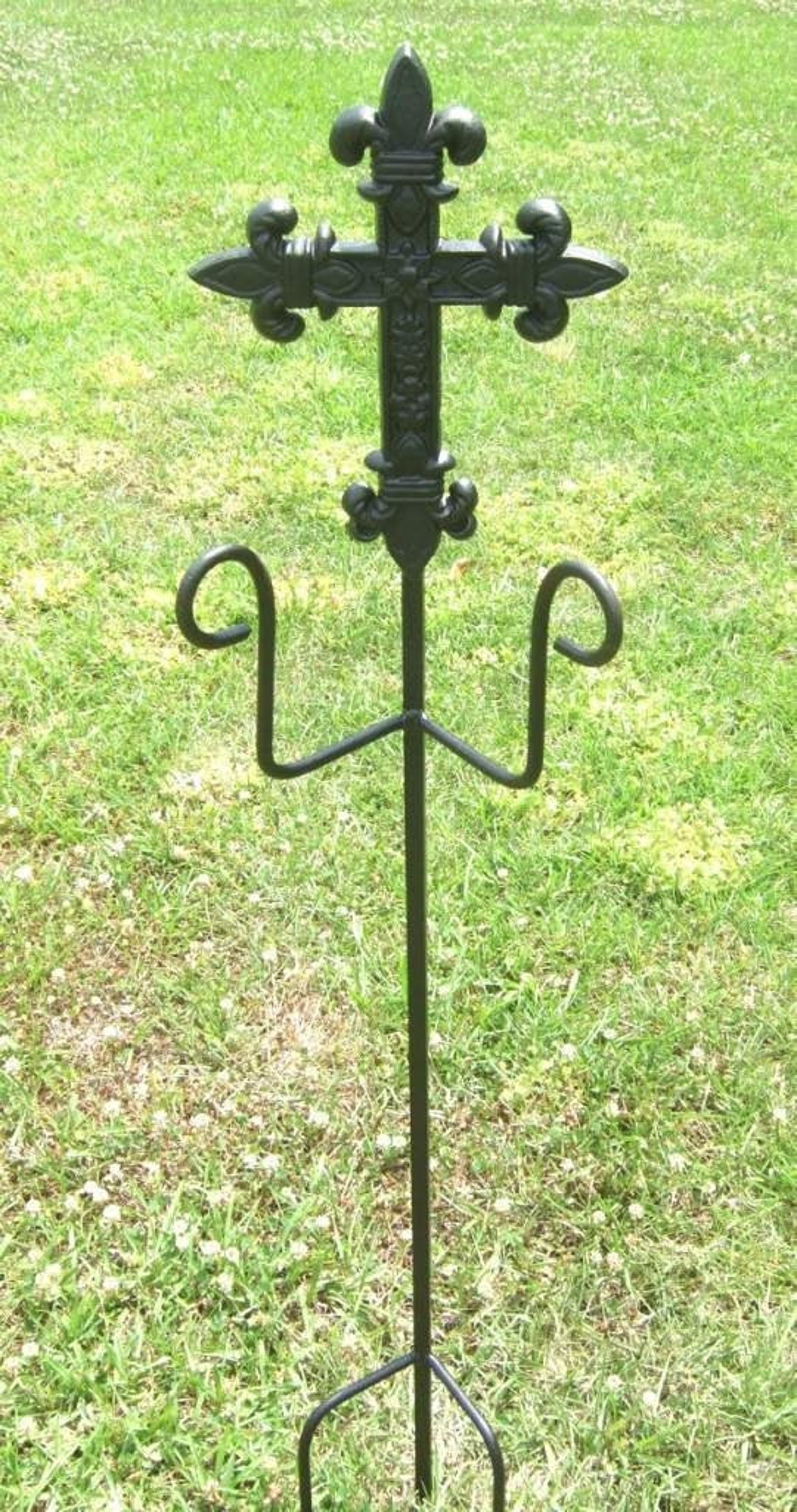 Cross Hanger SHIPS FREE Budded Fleur De Lis Cross Hose Hanger - Etsy