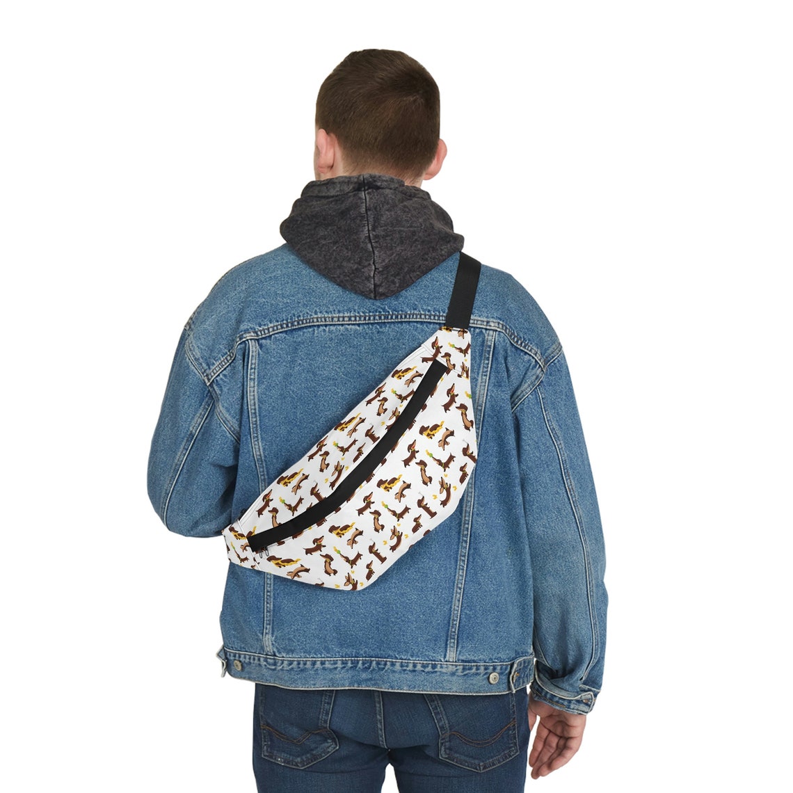 Large Fanny Pack for Dachshund Lovers, White Fanny Pack With Playing ...