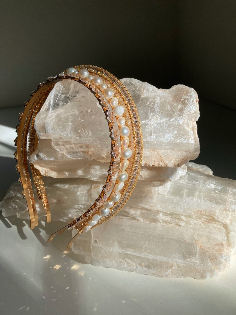 Boleyn Stacked Crown Gold Headband Trio Stackable Hair - Etsy